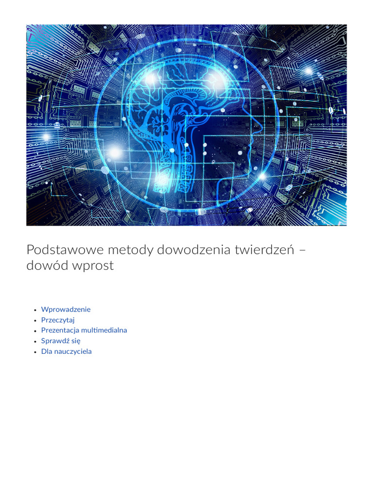 Podstawowe Metody Dowodzenia Twierdzen Dowod Wprost | PDF
