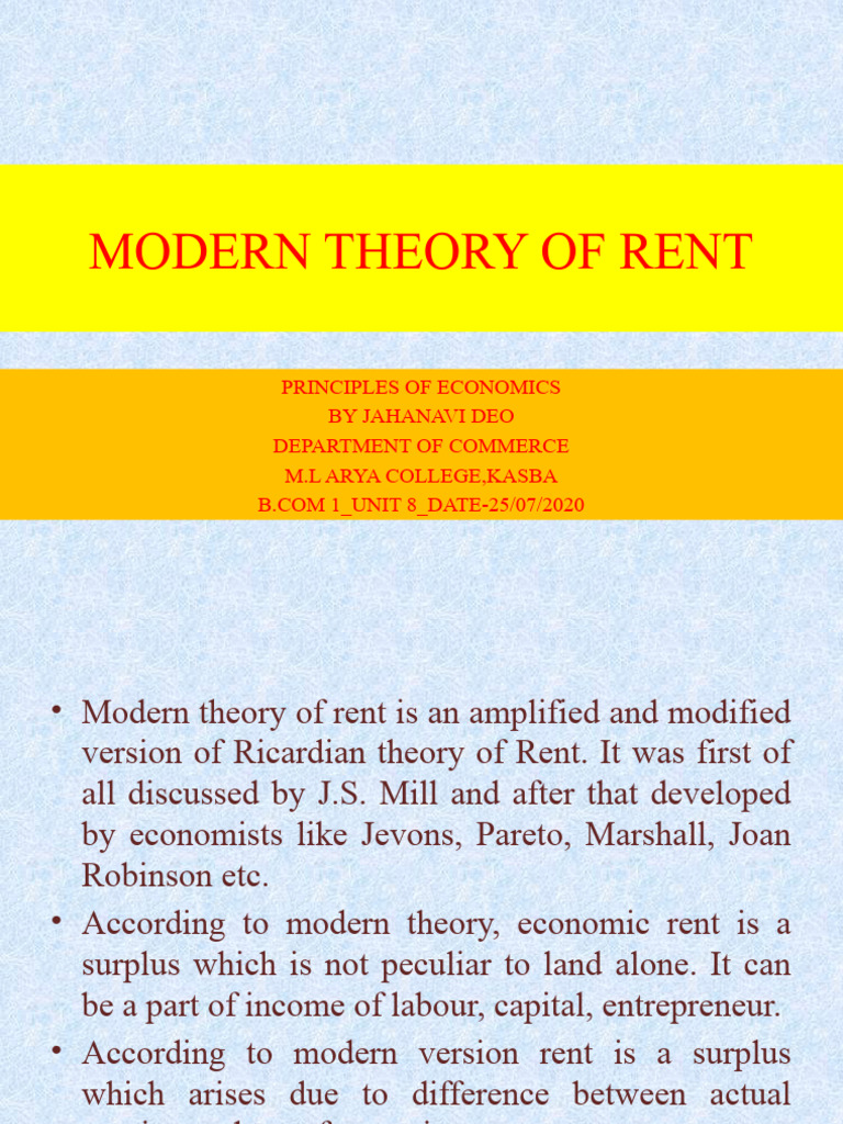 Jahanavi Deo. Guest Teacher Comm. Modern Theory of Rent | PDF