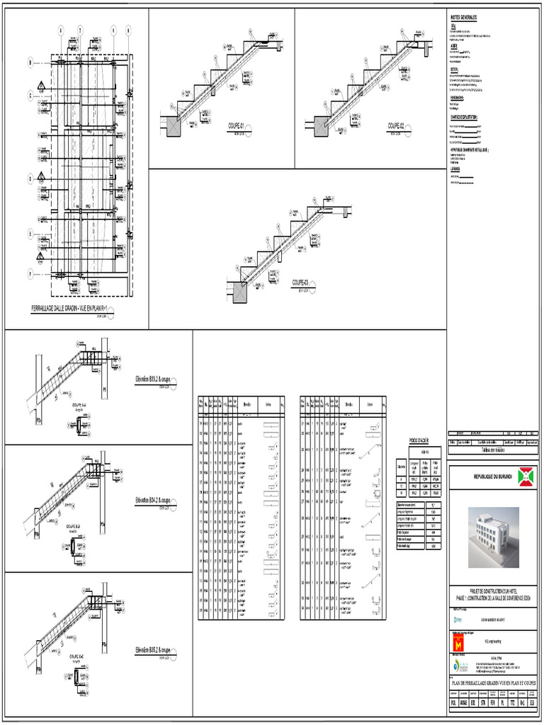 Plan de Ferraillage Gradain - Vue en Plan R+1 | PDF