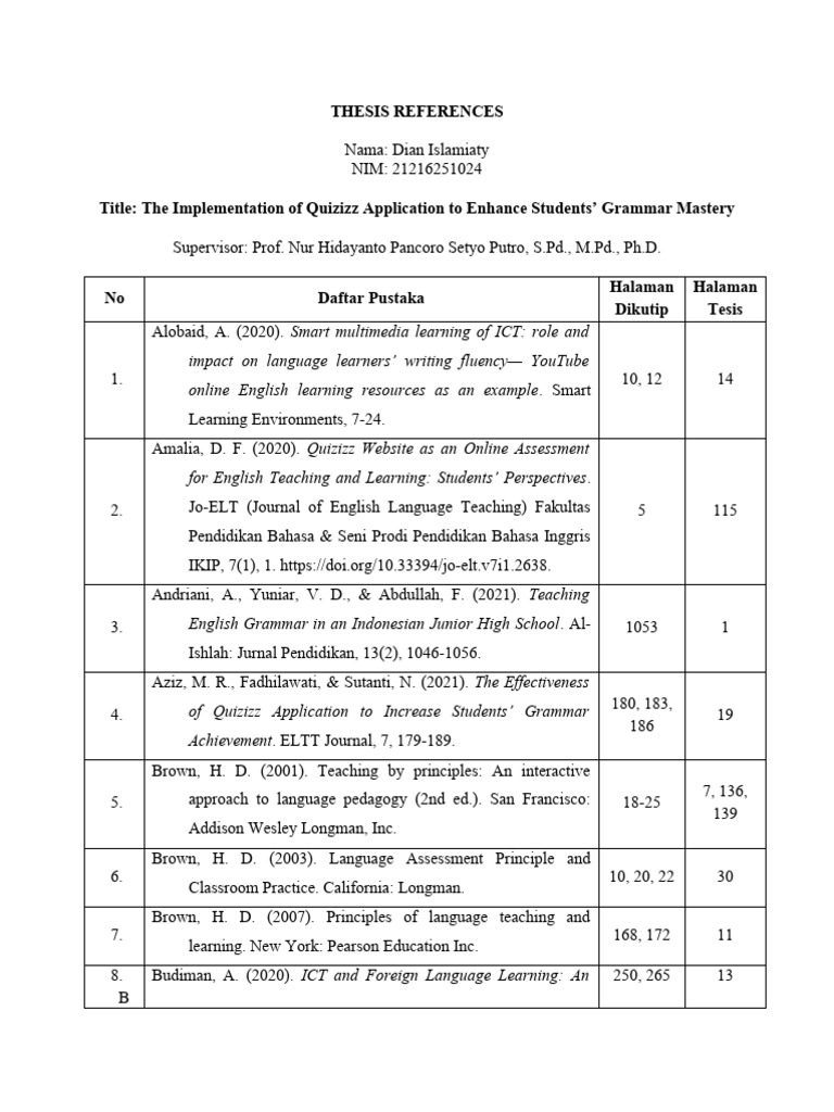 Thesis References Dian Islamiaty | PDF | Educational Technology ...