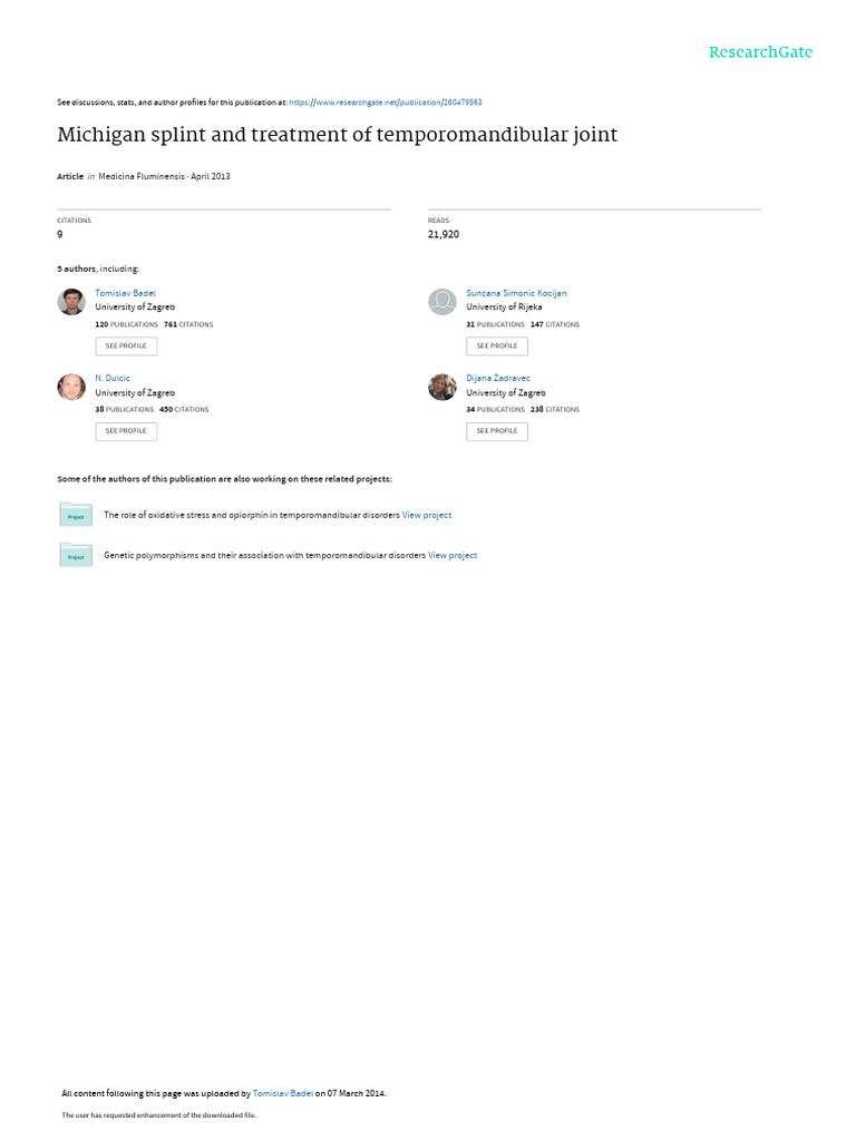 Badel Michigan Splint and Treatment | PDF | Dentistry Branches ...