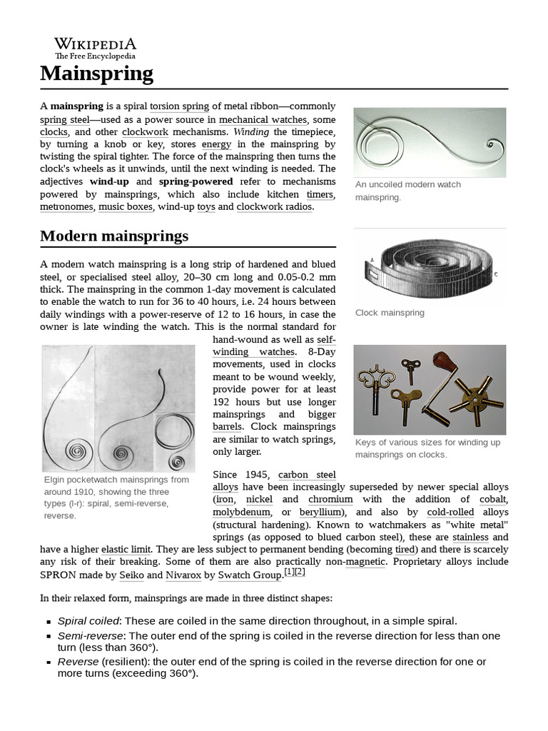 Mainspring | Download Free PDF | Horology | Components