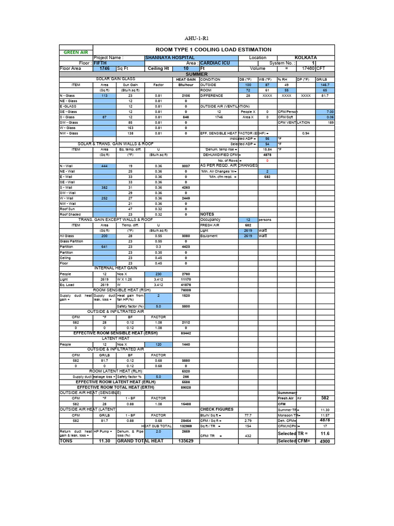 Heat Load-5th Floor | PDF | Wall | Ventilation (Architecture)