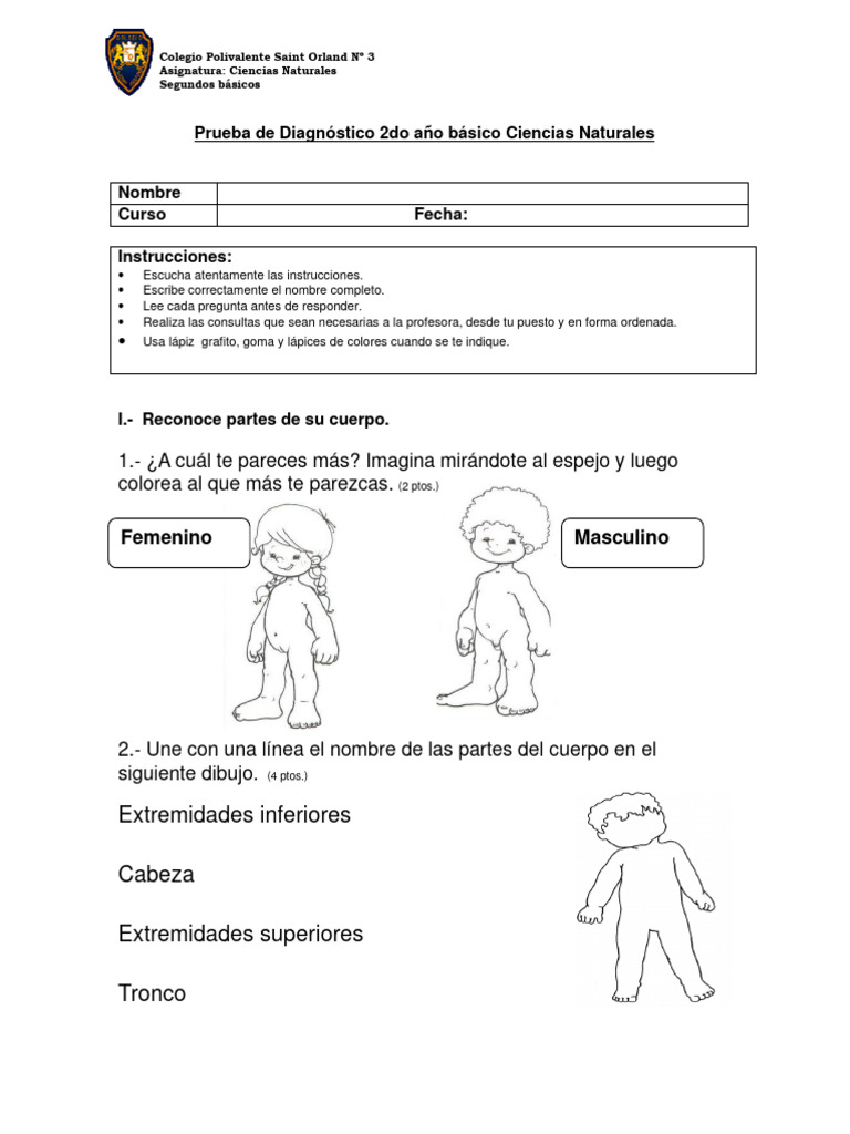 Prueba Diagnóstico Ciencias Naturales 2º Básicos 2024 | PDF