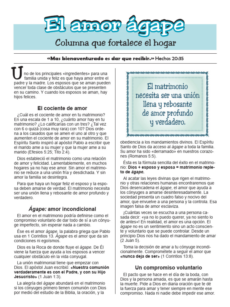 Amor Ágape: Clave del Matrimonio Feliz | PDF | Amor | Matrimonio
