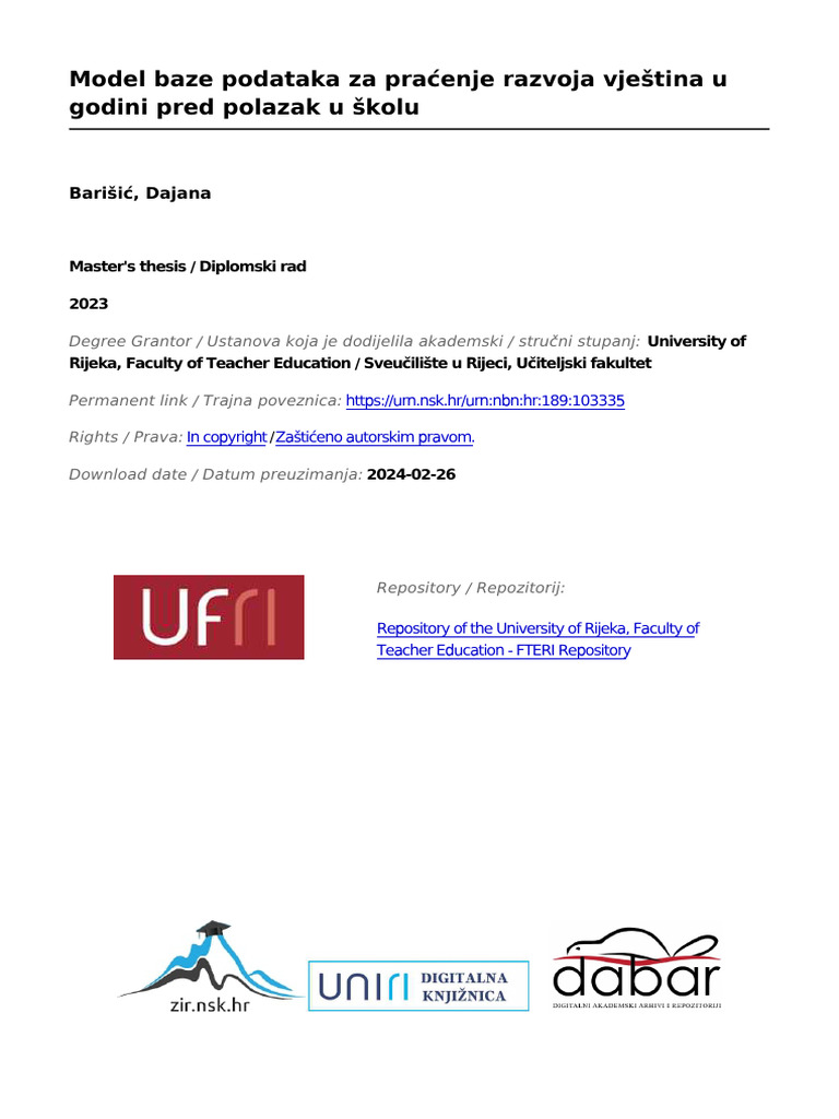 Dajana Barisic - Diplomski Rad 1 | PDF