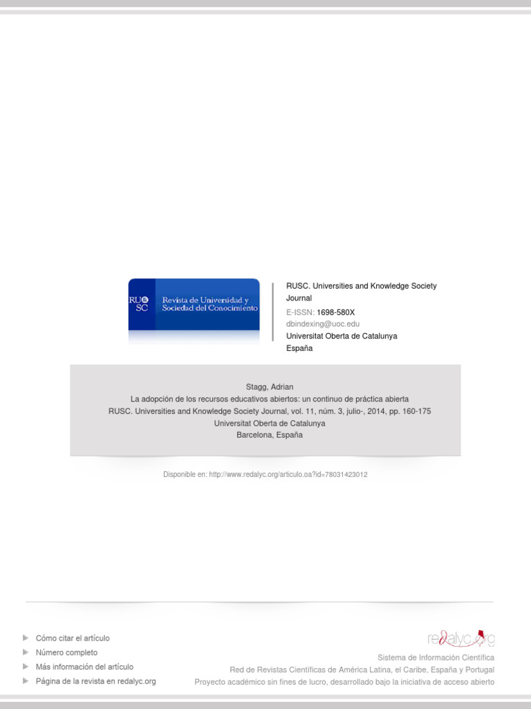 RUSC. Universities and Knowledge Society Journal 1698-580X: E-Issn ...