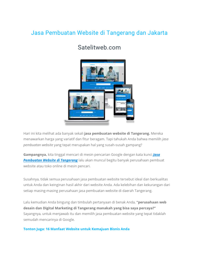 Jasa Pembuatan Website Di Tangerang Dan Jakarta | PDF | Karier & Perkembangan