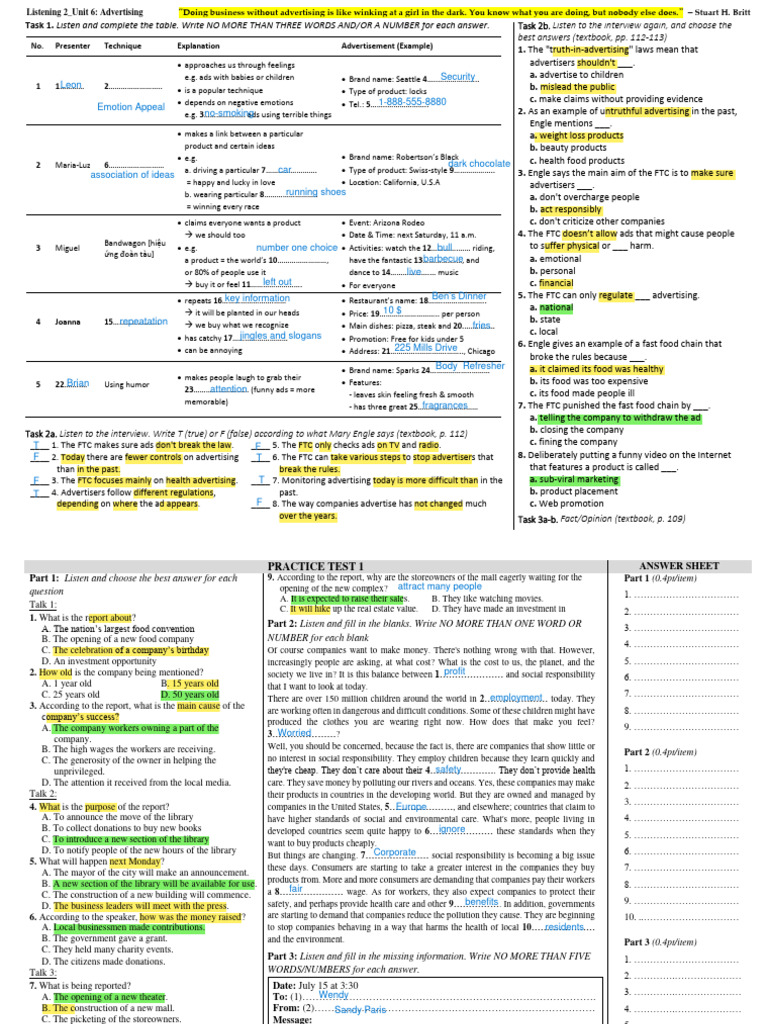 L2 U6 Handout | PDF | Advertising