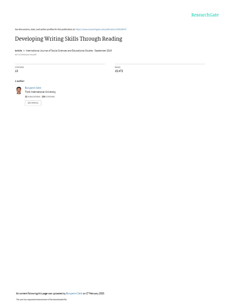 Developing Writing Skills Through Reading | PDF