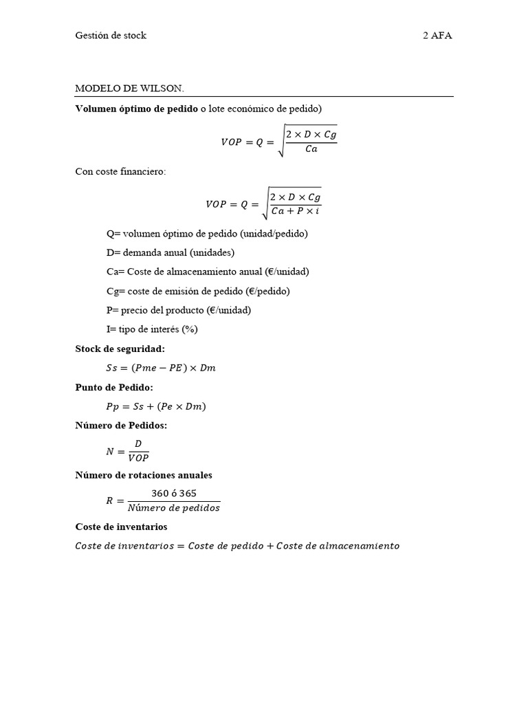 Fórmulas Wilson | PDF | Métodos y materiales de enseñanza