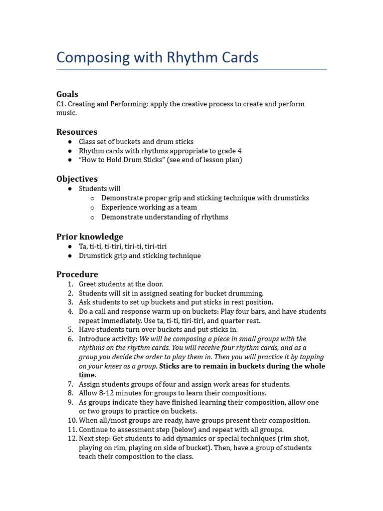 Composing With Rhythm Cards | PDF | Rhythm | Cognitive Science