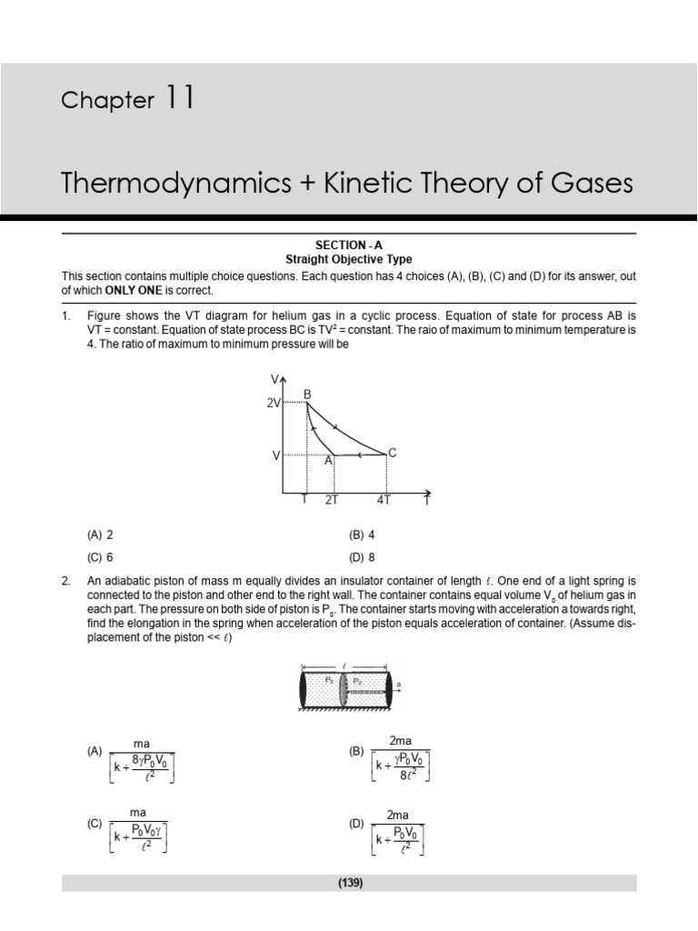 Chapter-11 Thermodynamics + Kinetic Theory of Gas (153 - 172) | PDF