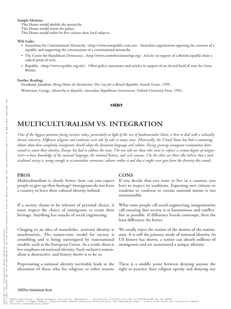 Multiculturalism Vs Integration-1 | PDF | Multiculturalism | Republic