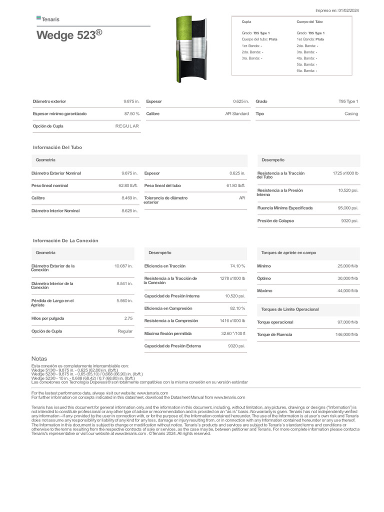 Wedge 523® 9,875 - 0,625 - T95 Type 1 - 01022024 | PDF