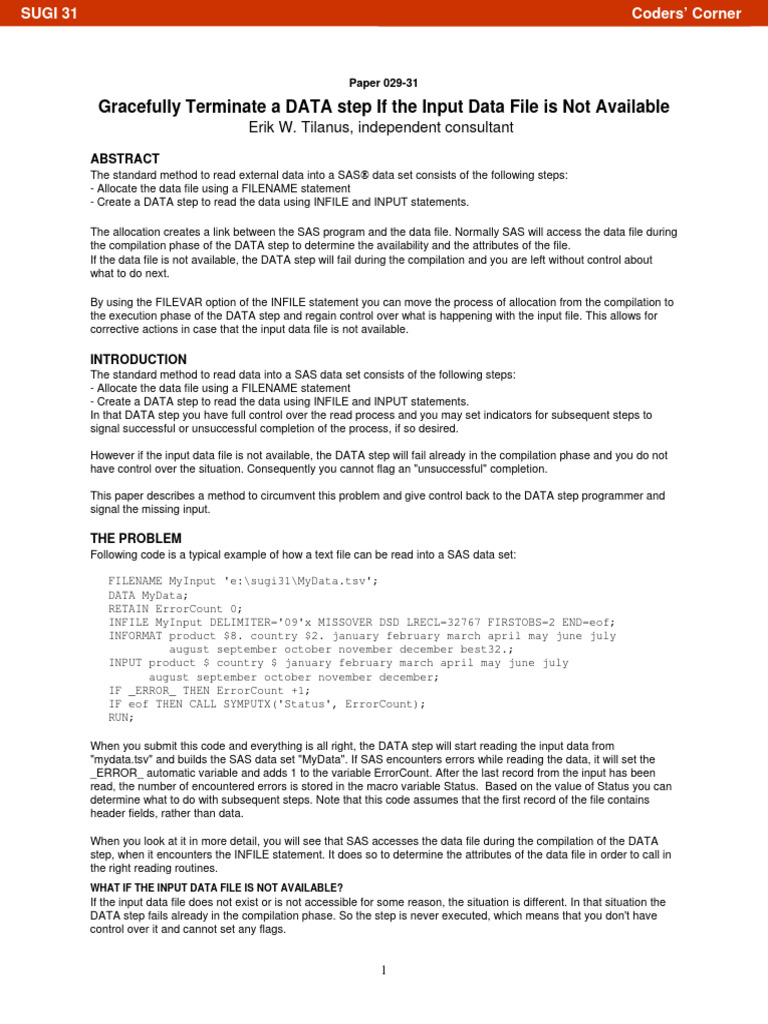 Sas Sugi | PDF | Sas (Software) | Computer File