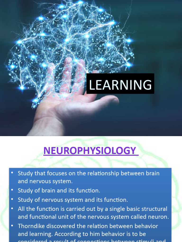 Neurophysiology of Learning | Download Free PDF | Neuron | Inhibitory Postsynaptic Potential