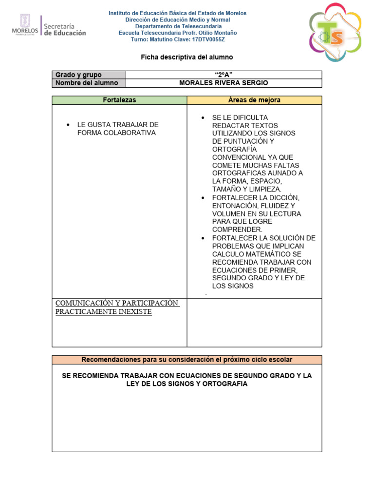 Ficha Descriptiva SERGIO | PDF | Comunicación humana