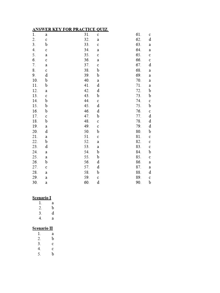 Comprehensive Practice Quiz Answer Key | PDF