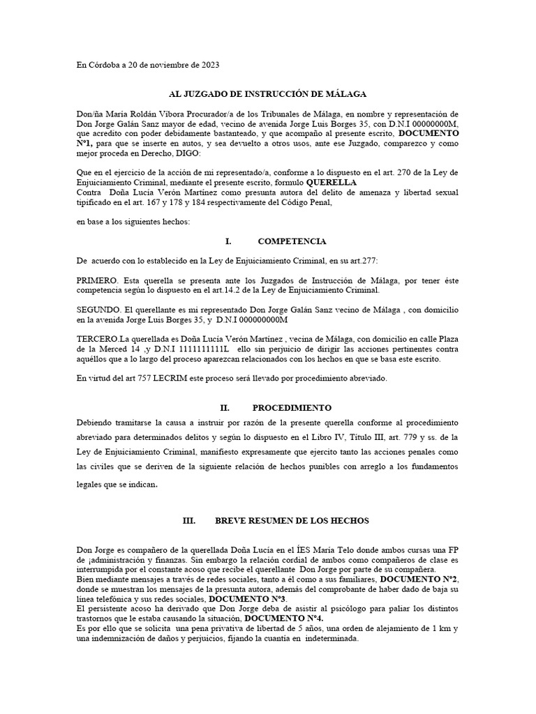 Formulario de Querella | PDF | Derecho