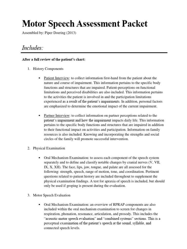 Dysarthria Motor Speech Assessment Guide | PDF | Speech | Breathing