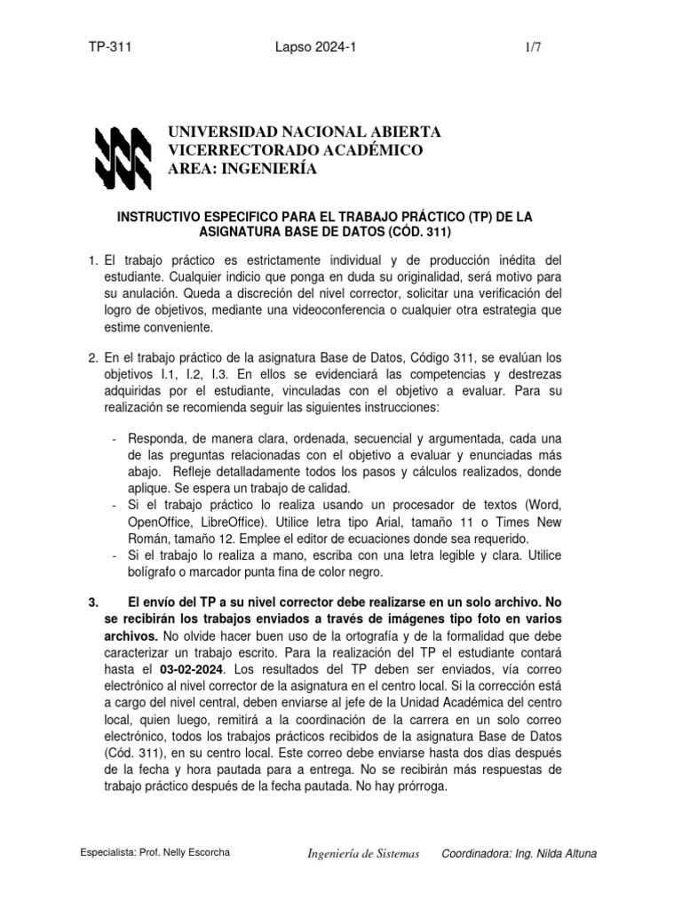 311 - TP - 2024-1 TP1 | PDF | Bases de datos | Cibernética