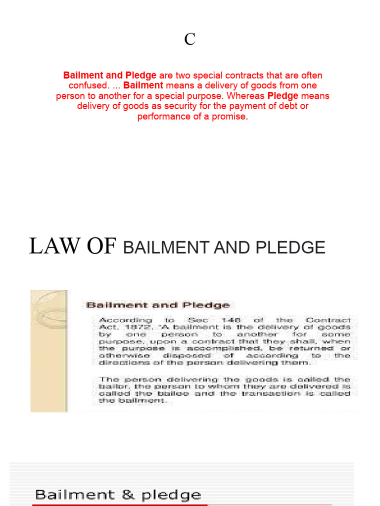 Law of Bailment and Pledge | PDF | Common Law | Justice