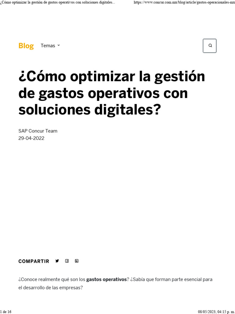 ¿Cómo Optimizar La Gestión de Gastos Operativos Con Soluciones ...