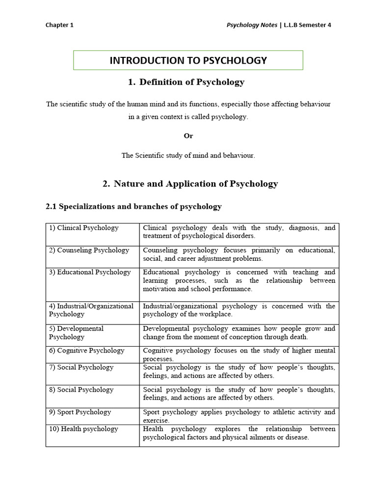 Psychology Notes | PDF