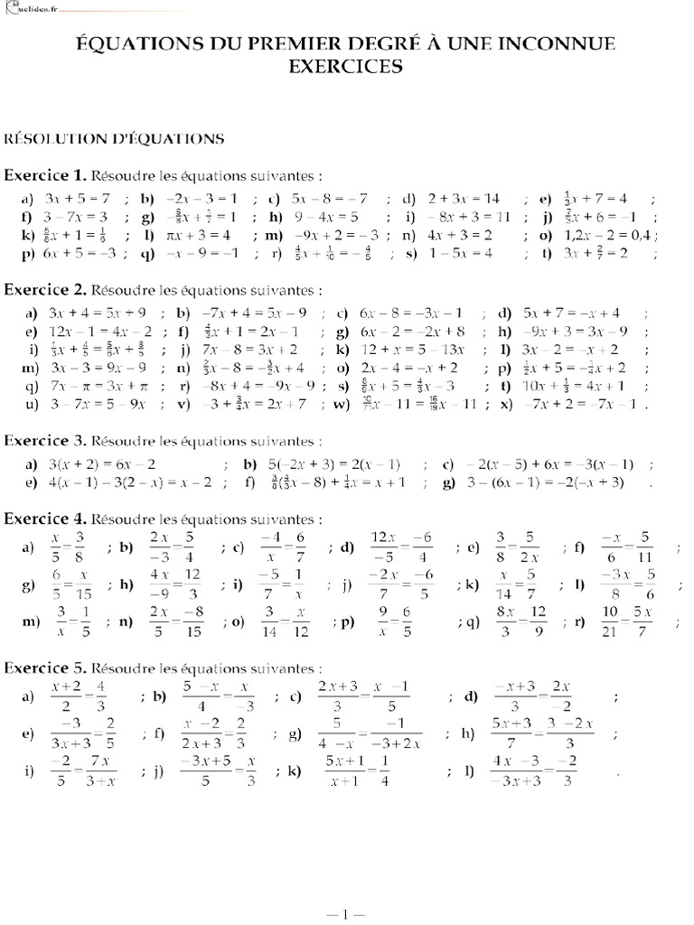 Exercices Equations | PDF