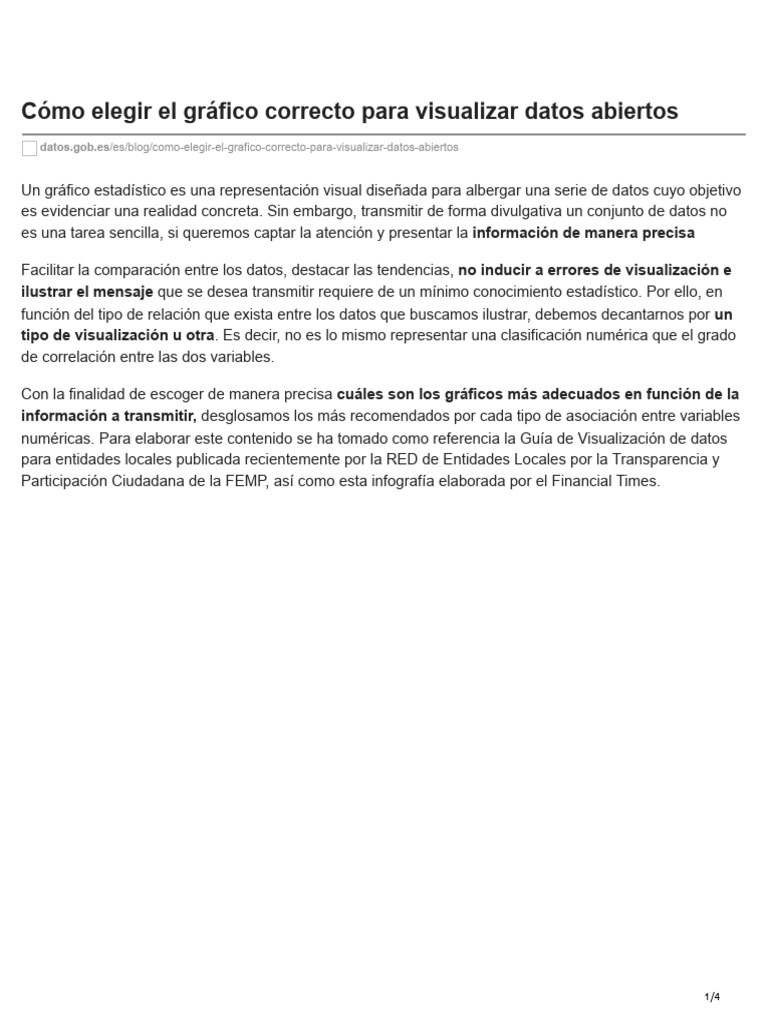 Cómo Elegir El Gráfico Correcto para Visualizar Datos Abiertos | PDF