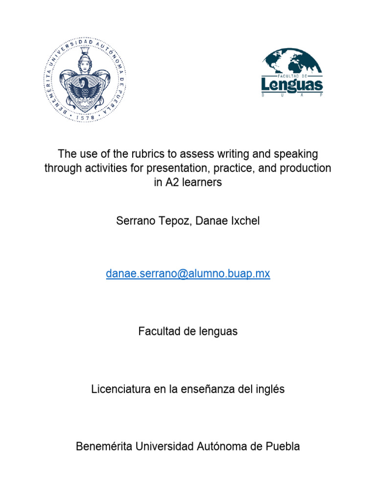 Rubrics for A2 Writing and Speaking Assessment | PDF | Rubric (Academic ...