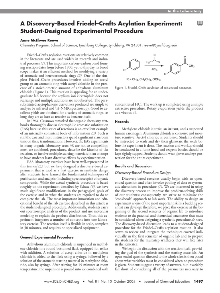 Student-Designed Friedel-Crafts Acylation | PDF | Chemistry | Physical ...