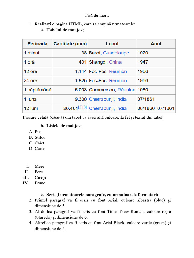 Fisa Lucru 3 HTML | PDF