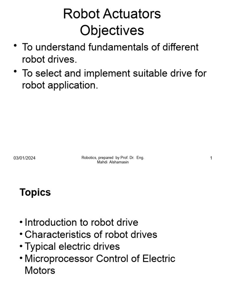 Chapter 8, Robot Drive Systems | PDF | Electric Motor | Actuator