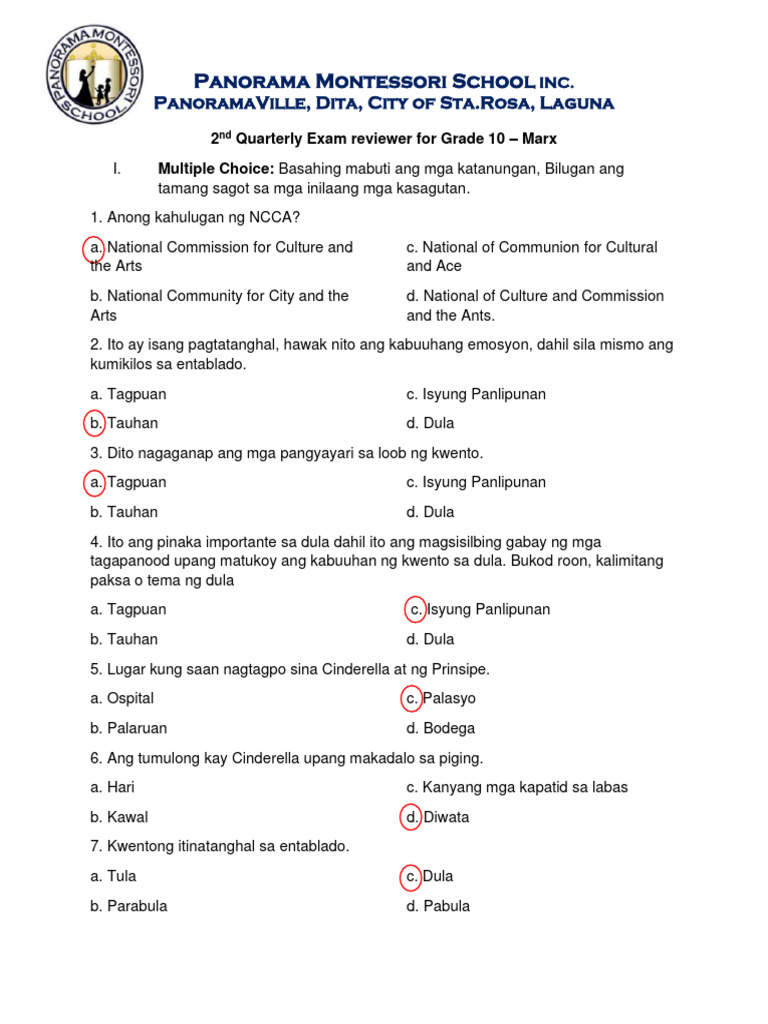 2nd Quarterly Exam Reviewer For Grade 10 WITH ANSWERS | PDF