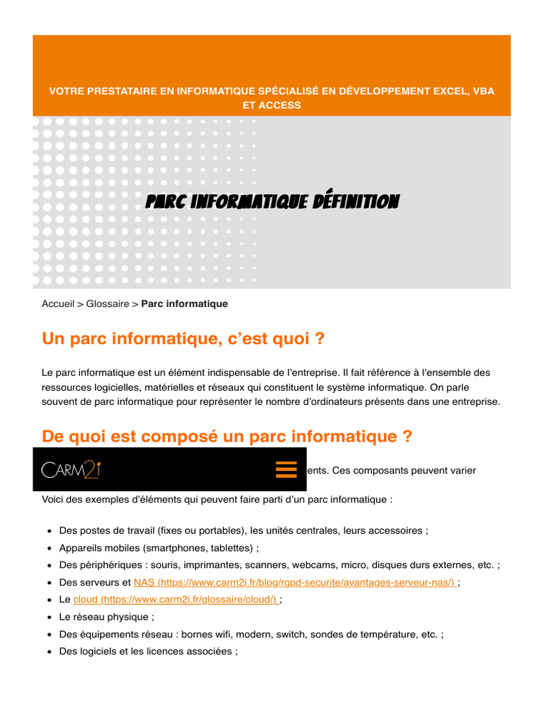 Définition et gestion du parc informatique | PDF | Informatique ...