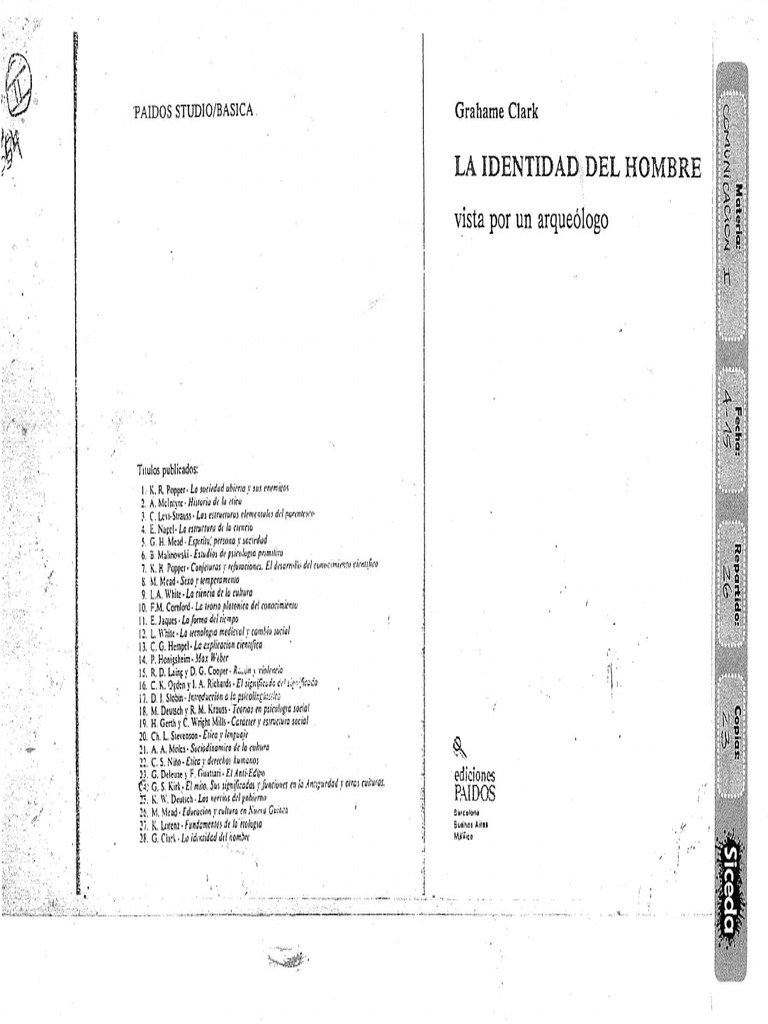 La Identidad Del Hombre Vista Por Un Arqueólogo, Grahame Clark | PDF