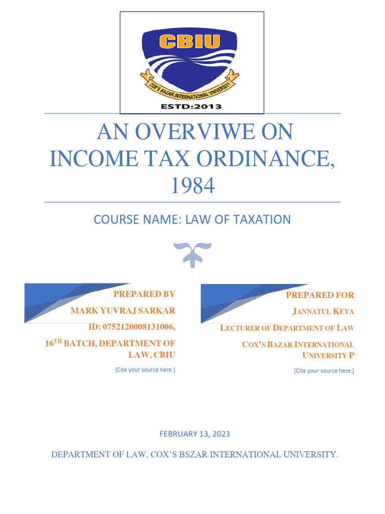 Taxation Assignment | PDF