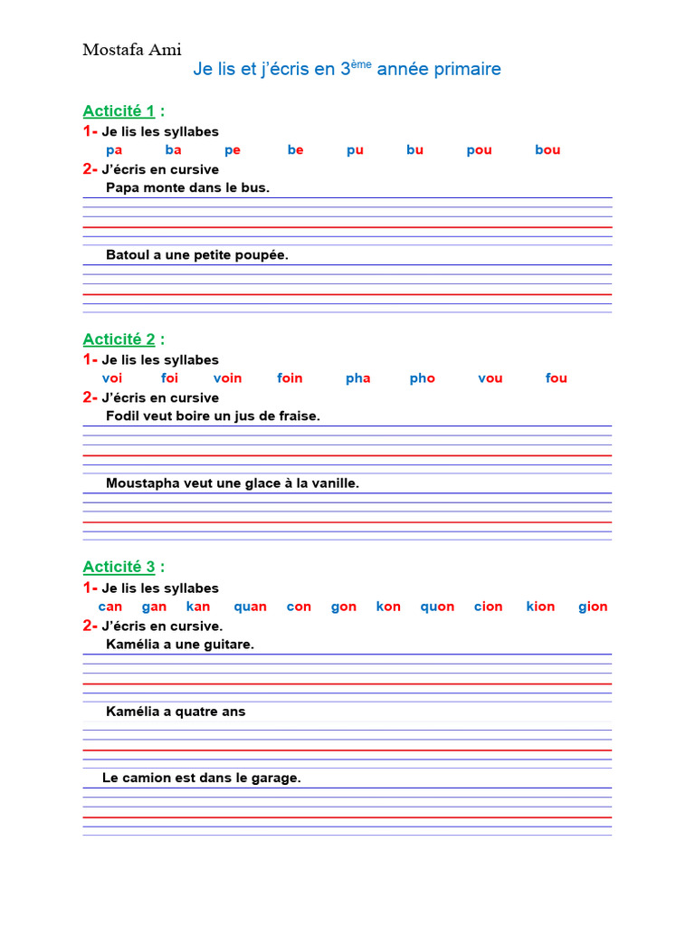 Je Lis Et J'écris en 3ème Année Primaire | PDF