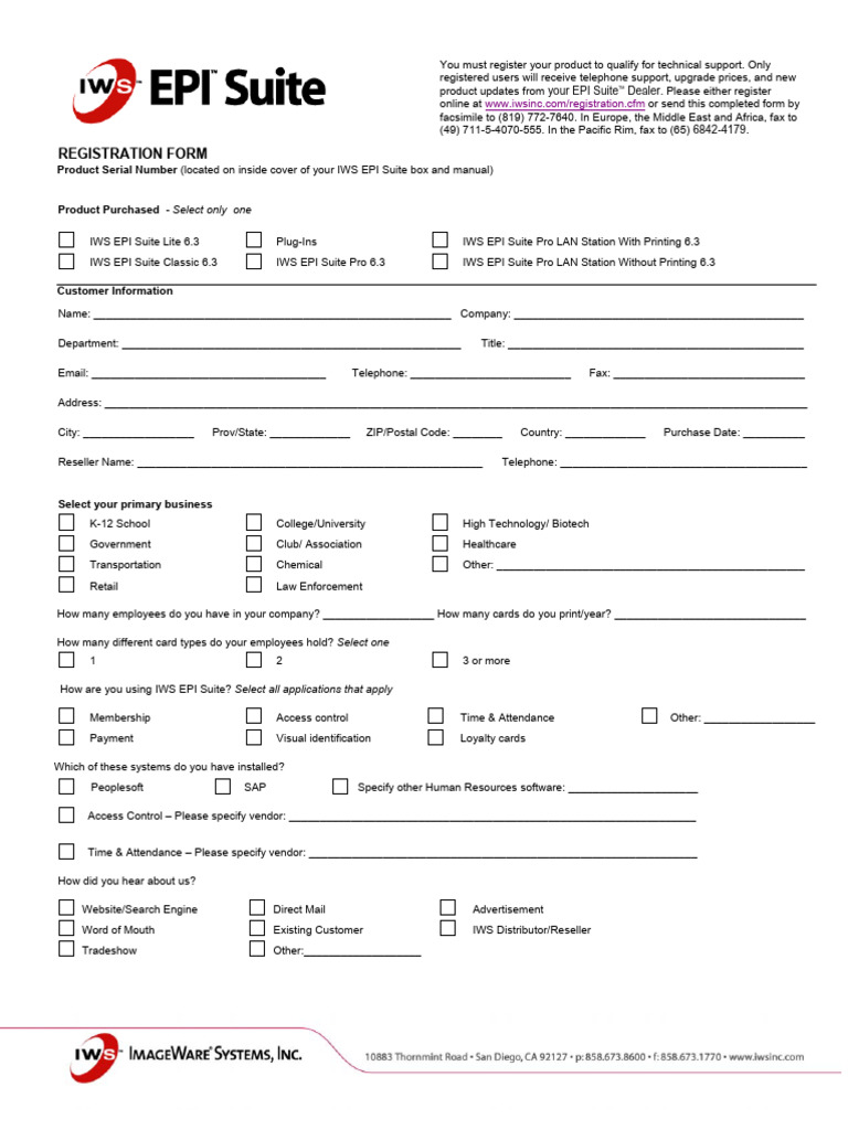 EPI Suite Registration | PDF | Fax | Direct Marketing