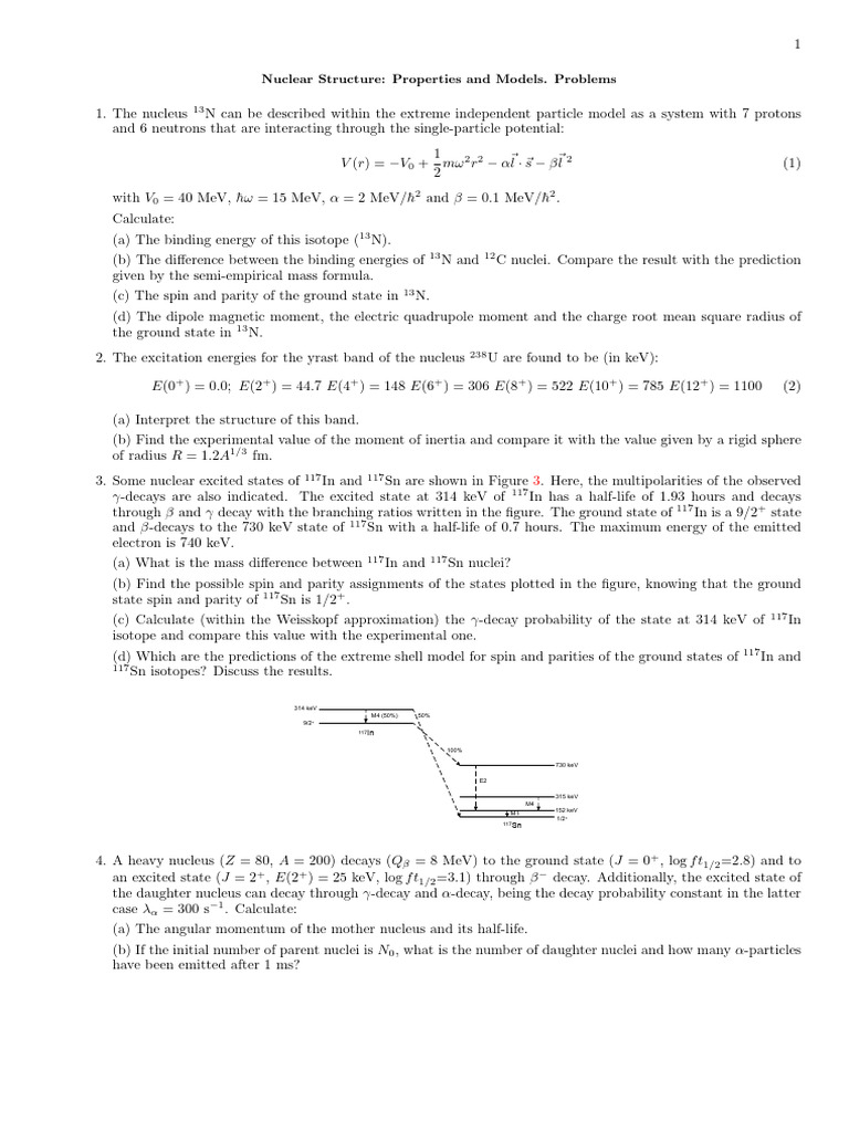 NuclearStructure (Problems) (2020 2021) | PDF | Electronvolt | Radioactive Decay