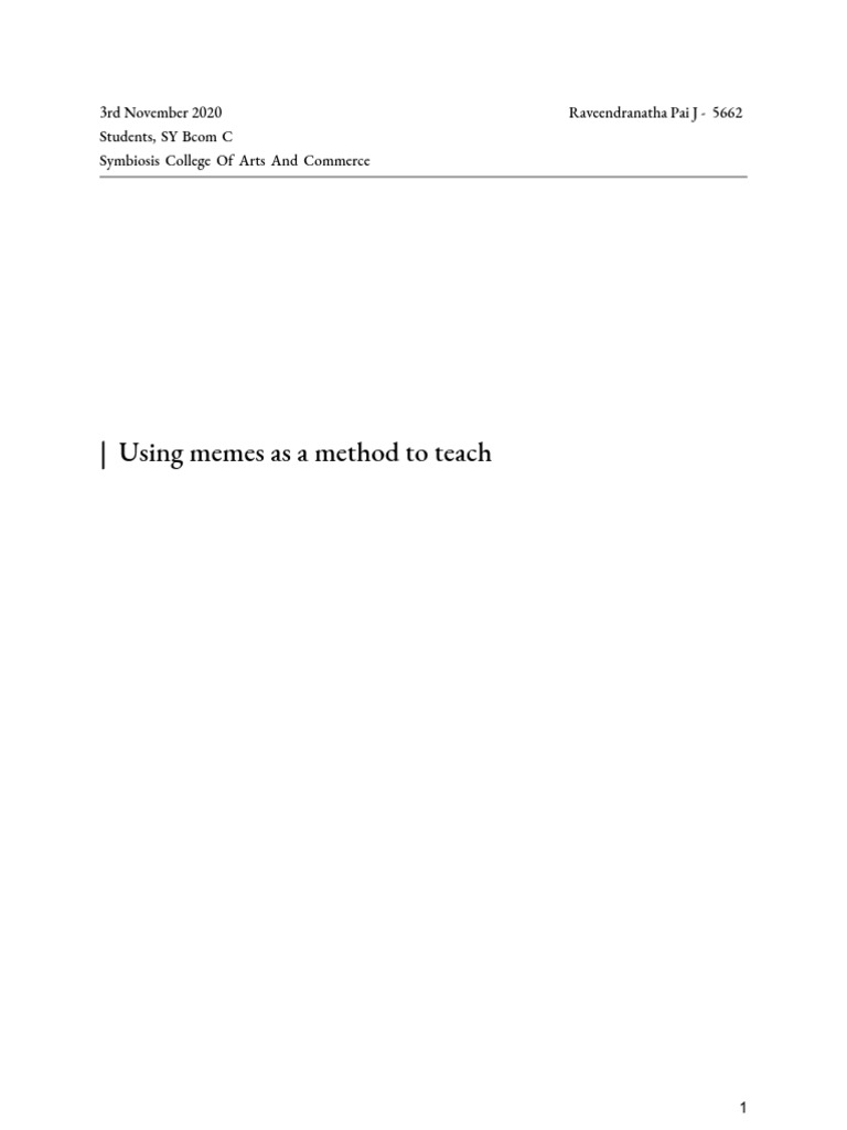 Teaching with Memes: An Analysis | PDF | Meme | English As A Second Or ...