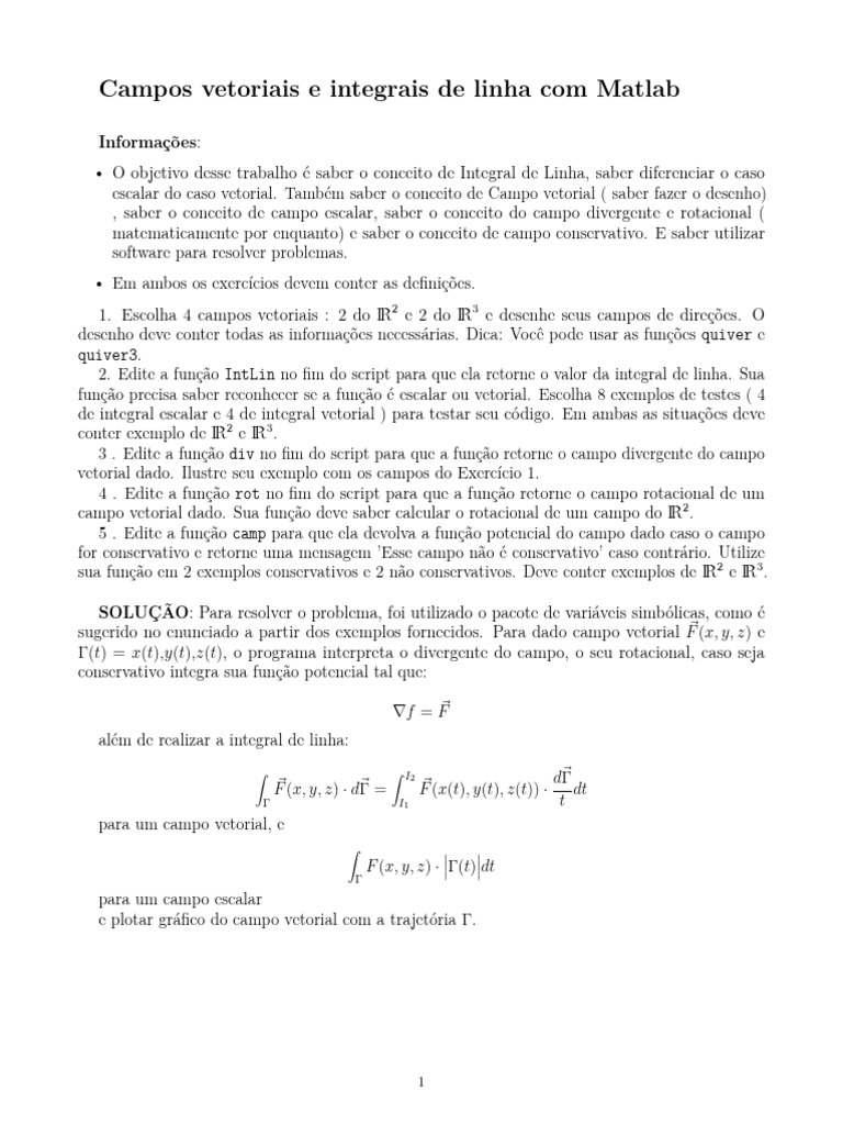 Exercicio Matlab | PDF | Física Matemática | Cálculo vetorial Exercicio Matlab | PDF | Física Matemática | Cálculo vetorial