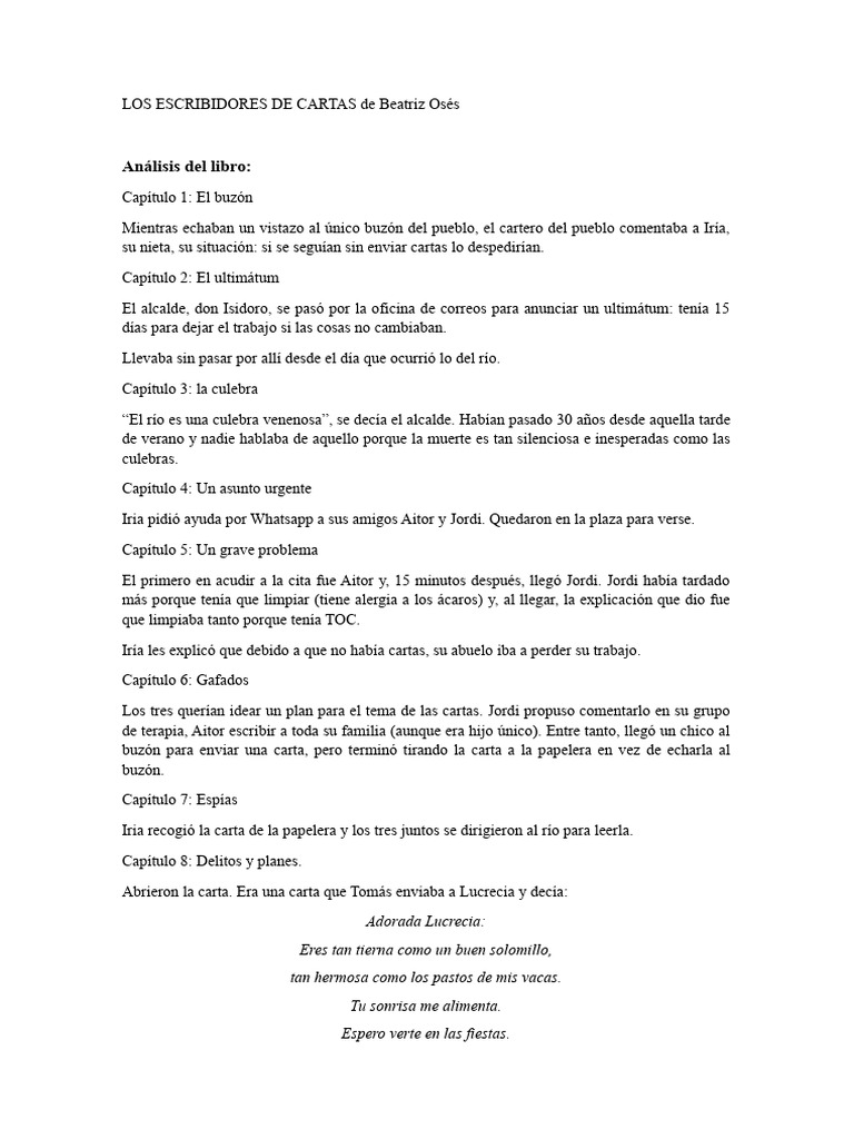 LOS ESCRIBIDORES DE CARTAS de Beatriz Osés | PDF