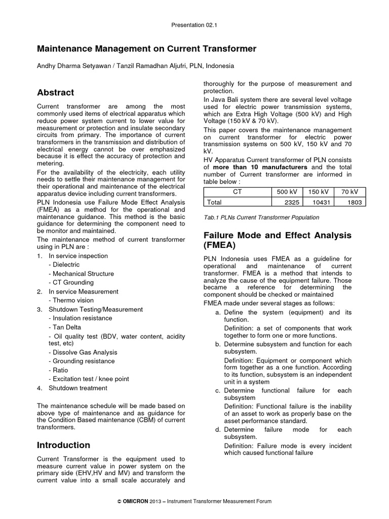 Current Transformer Maintenance Guide | PDF | Transformer | Electric Power