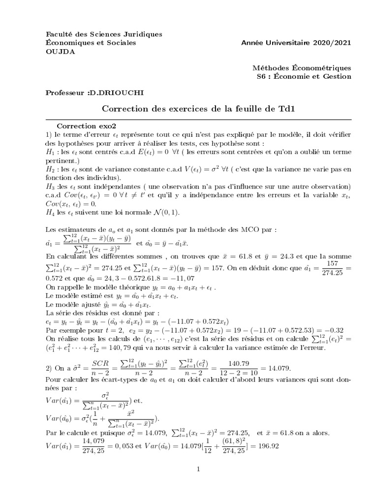 Correction TD 1 | PDF Correction TD 1 | PDF