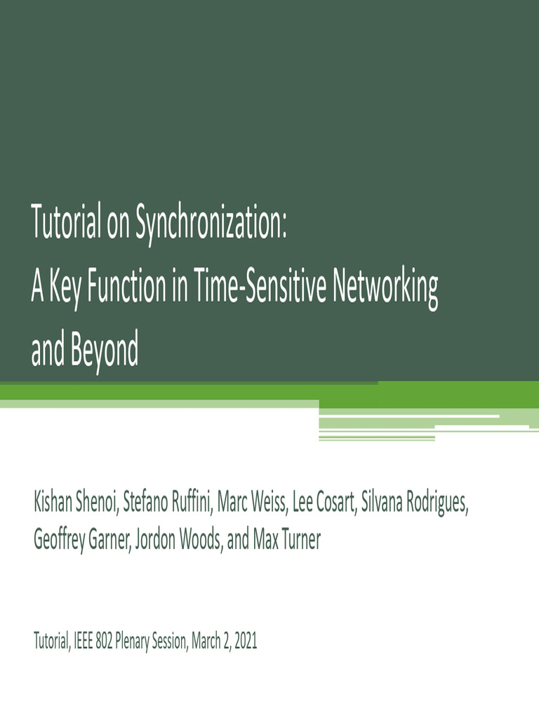 WSTS IEEE802 1 Tutorial Synchronization 2mar2021 | PDF | Computer Network | Telecommunications