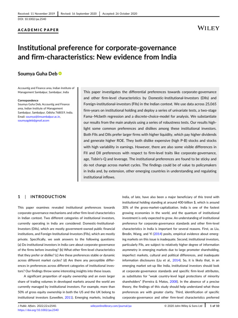 Institutional Preference For Corporate-Governance | PDF | Stocks ...