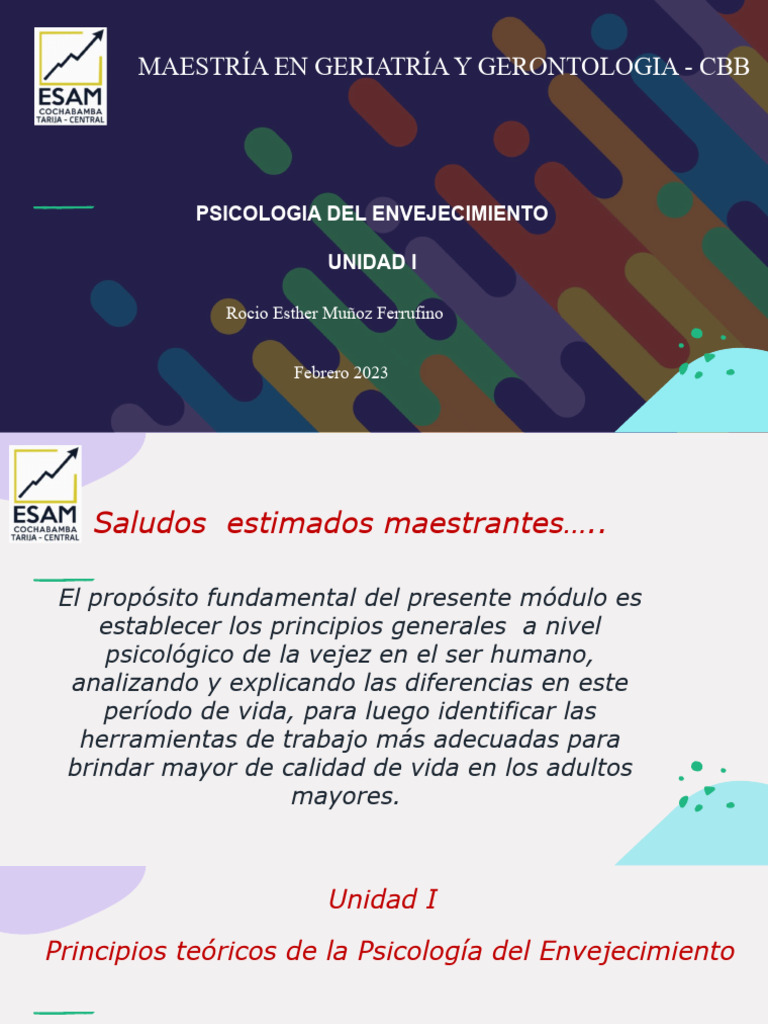 Modulo IV Unidad I Presentacion | PDF | Vejez | Envejecimiento